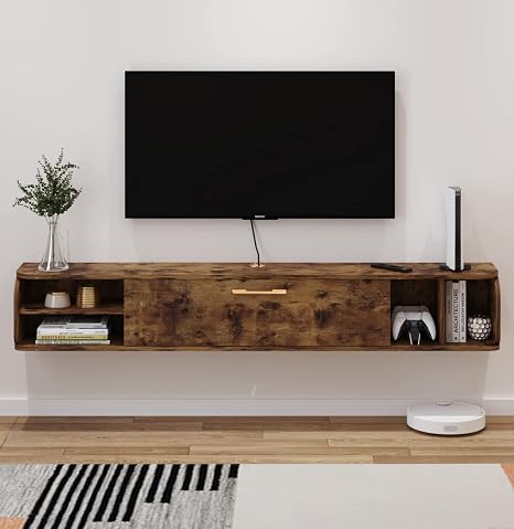 Amazon.com: Bixiaomei Floating TV Unit, 67'' Wall Mounted TV Cabinet ...