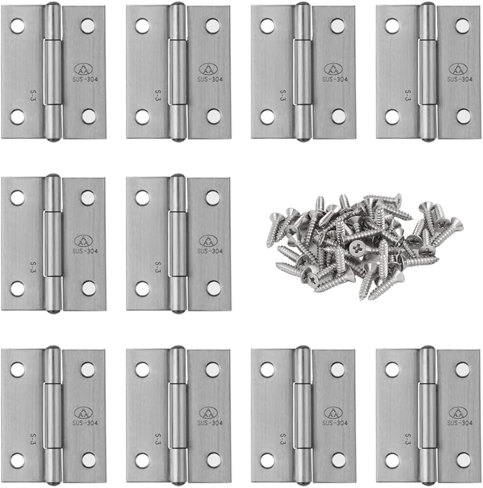 Kyuionty 8Pcs 1 Inch Brass Hinges, Mini Solid Folding Butt Hinges for ...