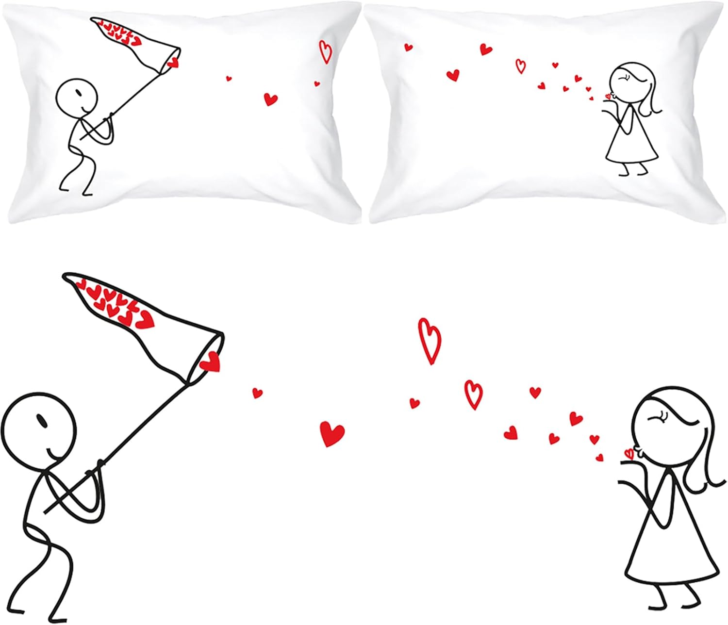 Amazon.com: BOLDLOFT Catch My Love Couples Pillowcases-His and Hers ...