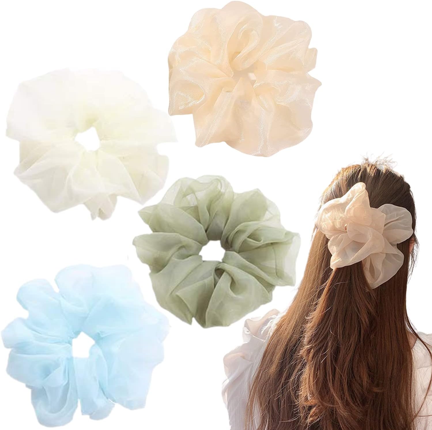 Amazon.com : Oversized Scrunchies Jumbo Organza Scrunchies Large ...