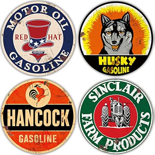 Amazon.com: 4 Pieces Reproduction Vintage Tin Signs, Gas Oil Car Metal ...