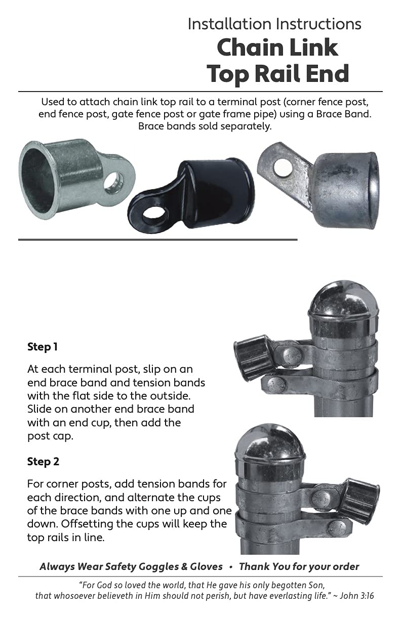Post KINNAN 12-Pack 1-3/8 Inch Rail Ends - Galvanized Steel Post ...