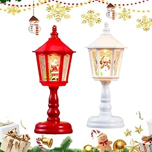 Amazon.com: Glow Snow Lantern, Christmas Lighted Table Lamp with Candle ...