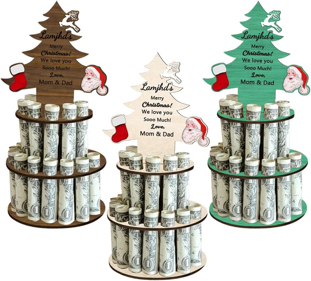 Amazon.com: Personalized Name Wooden Christmas tree Christmas Money ...