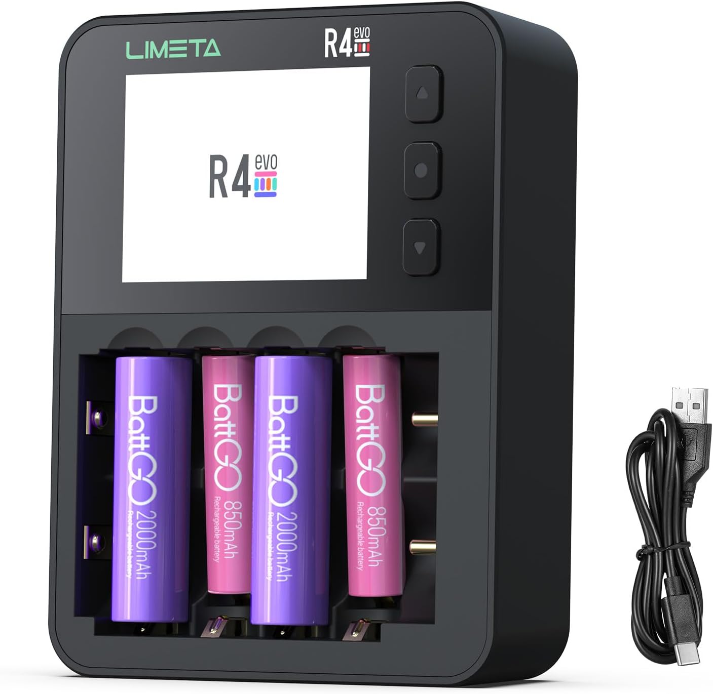 LIMETA Intelligentes Akku Ladegerät AA AAA 8-Slot Batterieladegerät USB ...