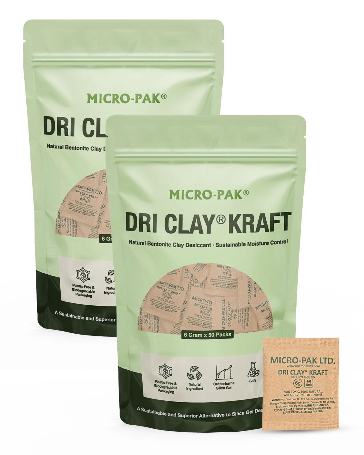 Micro-Pak Dri Clay Kraft - Desiccant Packs for Storage – Bentonite Clay Desiccant for ...