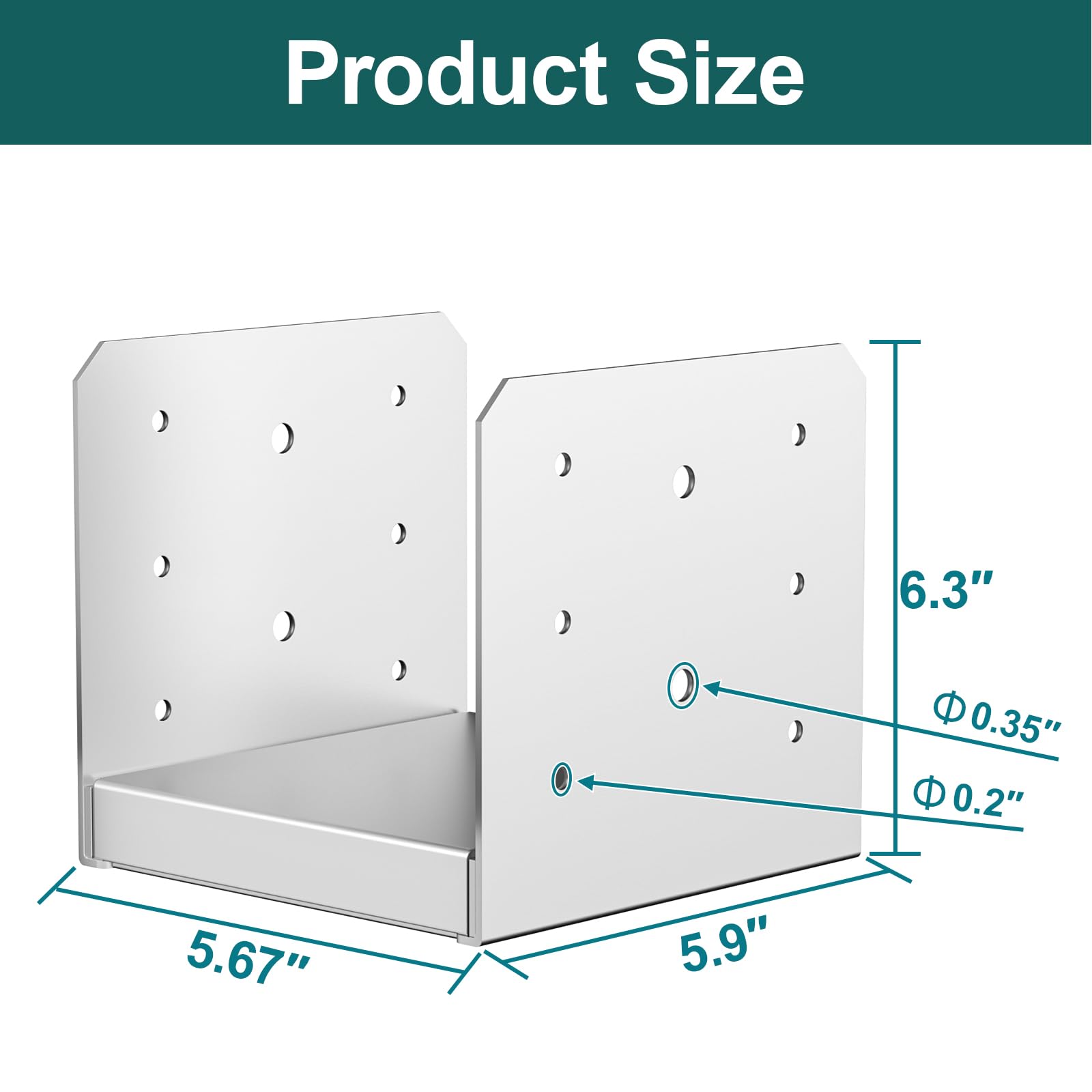 Snapklik.com : 6x6 Post Base 2 Pcs, Inner Size 56"x56" Deck Post Base ...