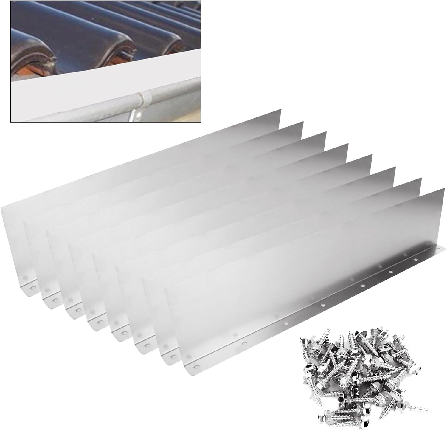 YOUNTHYE 8PCS Roof Rain Diverter Aluminum Gutter Splash Guards Straight ...