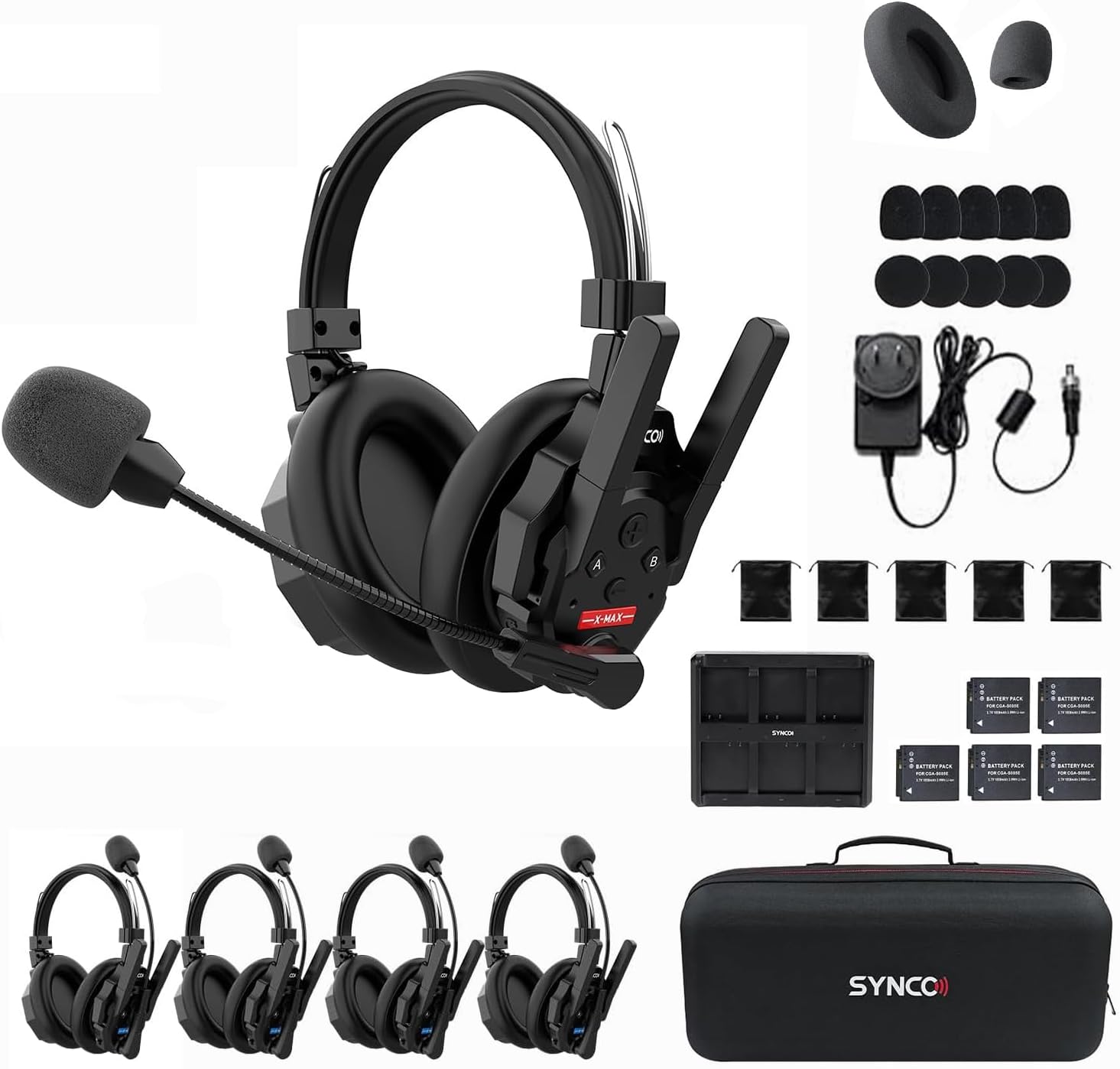 Amazon.com: SYNCO Xtalk XMax5 Wireless Intercom Headset System, 2.4GHz Dual-Ear 500m/1640ft Team ...