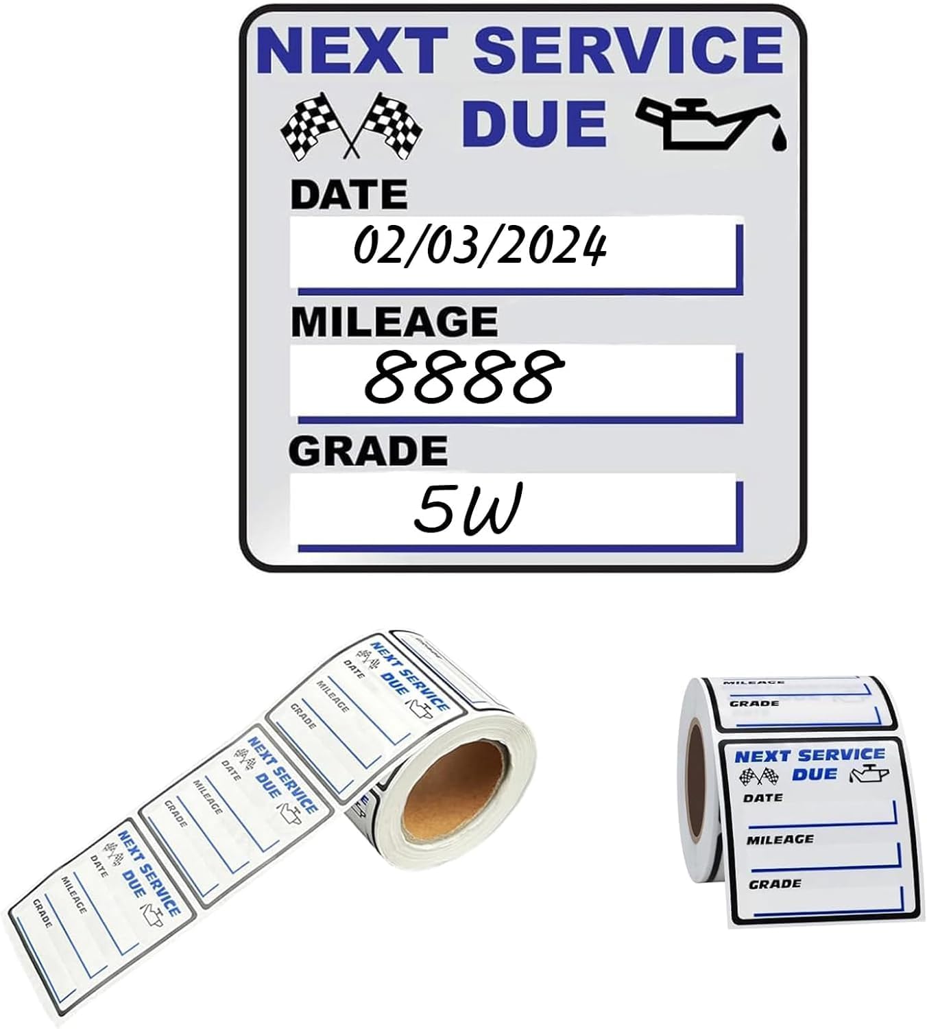 Amazon.com : 2x2 inch 60 PCS Black Next Service Due Static Cling Labels ...