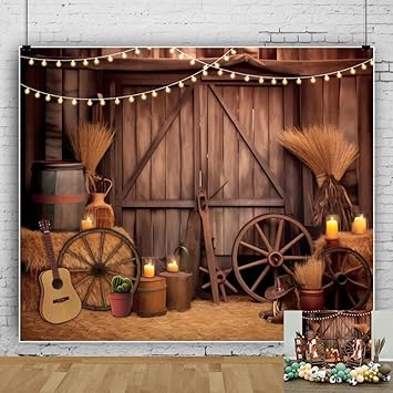 Amazon.com : Western Cowboy Backdrop 10x8ft Vintage Farm Barn Door Wild ...
