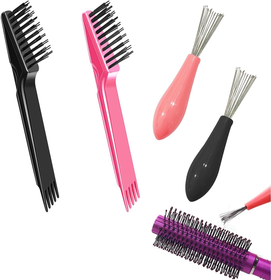 Amazon.com : Hair Brush Cleaner Tool Set - 4 Pieces Comb Cleaning Brush ...
