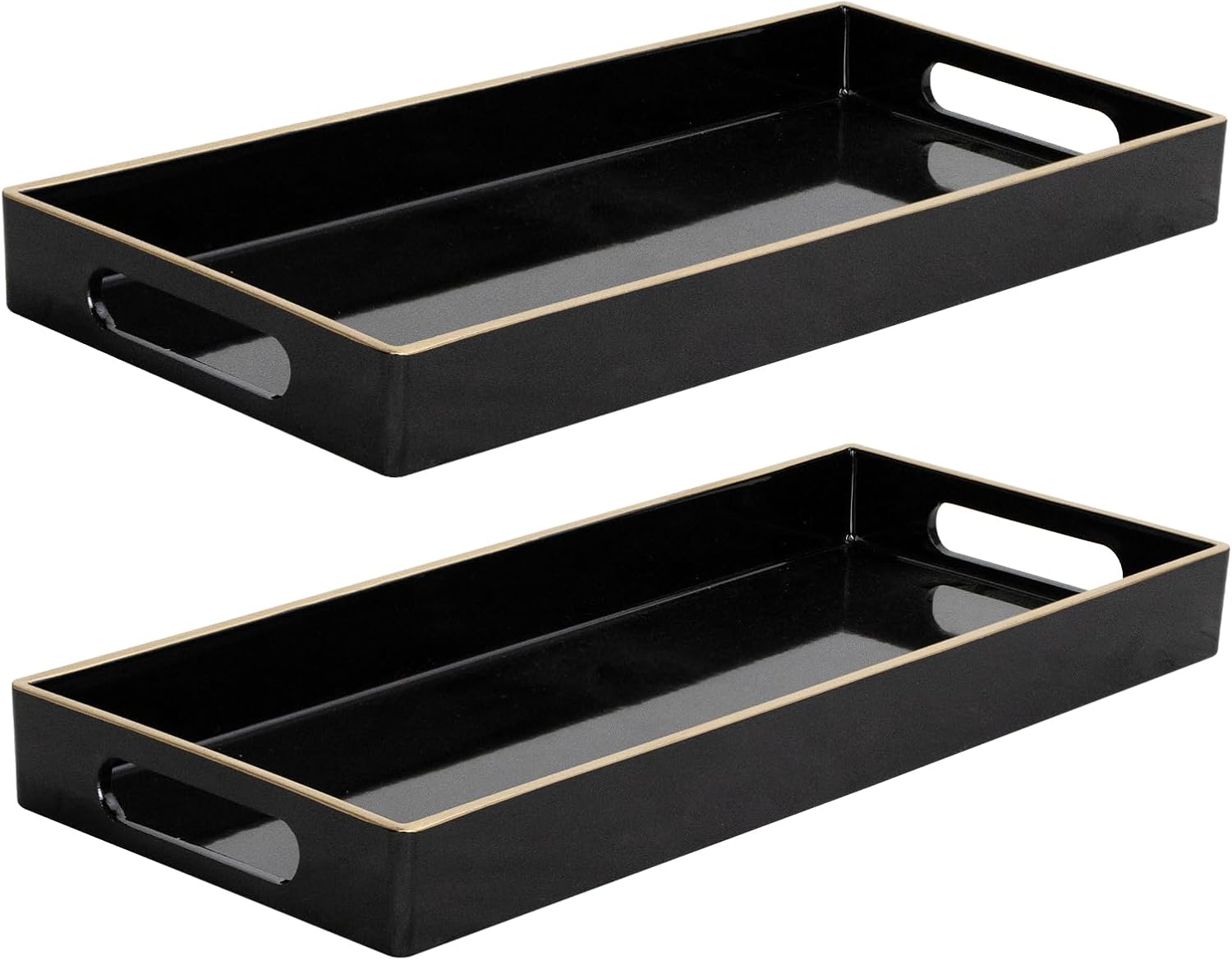 Amazon.com: MAONAME Black Vanity Tray Set of 2, Plastic Decorative Tray ...