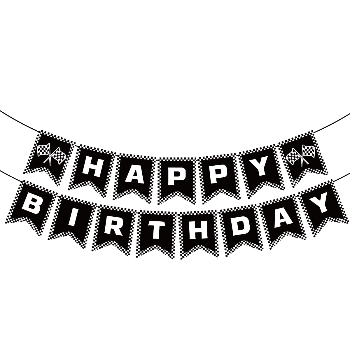 Amazon.com: BIEUFBJI Race Car Birthday Banner, Checkered Happy Birthday ...