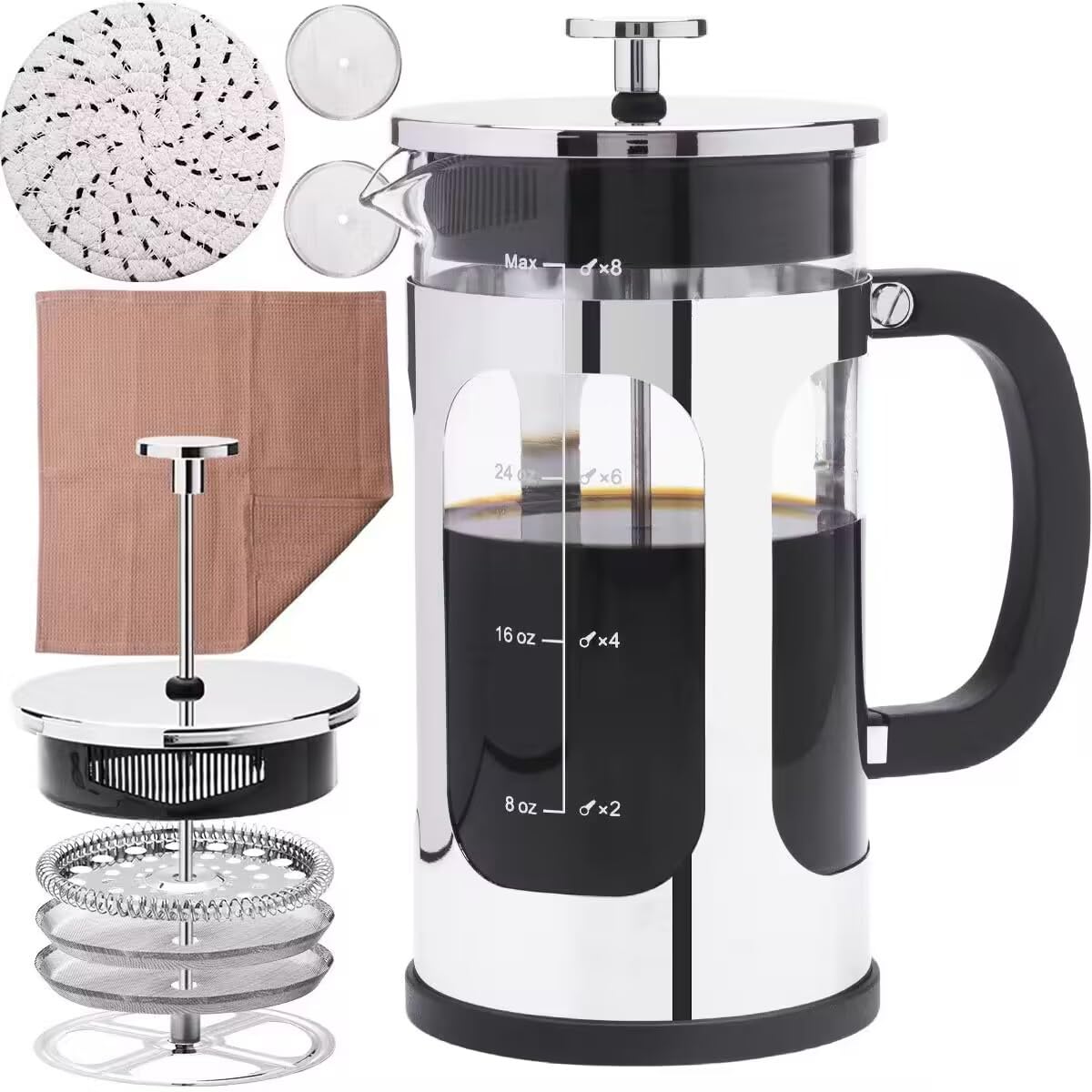 Amazon.com: ADAMITA French Press Coffee Maker 8 cups 34 oz 304 ...