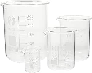 iplusmile 4 Pcs Glass Beaker Set Graduated Beaker Measuring Low Form ...