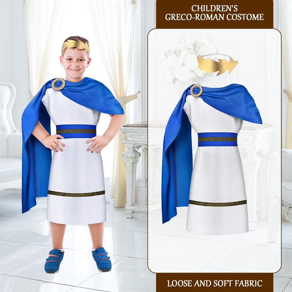 AOOWU Boys Roman Emperor Fancy Dress, Child Roman Toga Costume with ...