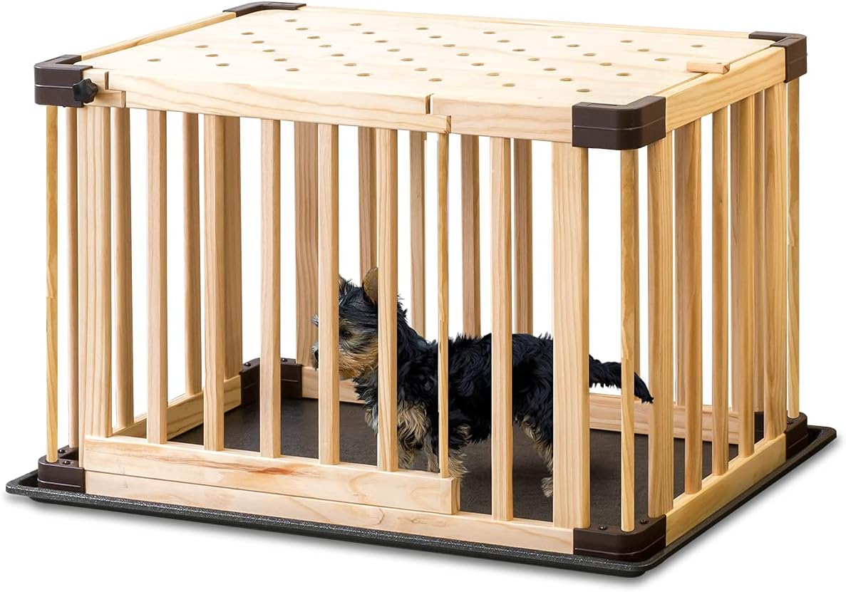 Amazon | ottostyle.jp 木製 ペットケージ 小型・中型犬用 【ナチュラル】 ドア トレイ フタ付 ロック ペットサークル 犬用 猫 簡単組立 | ottostyle.jp ...