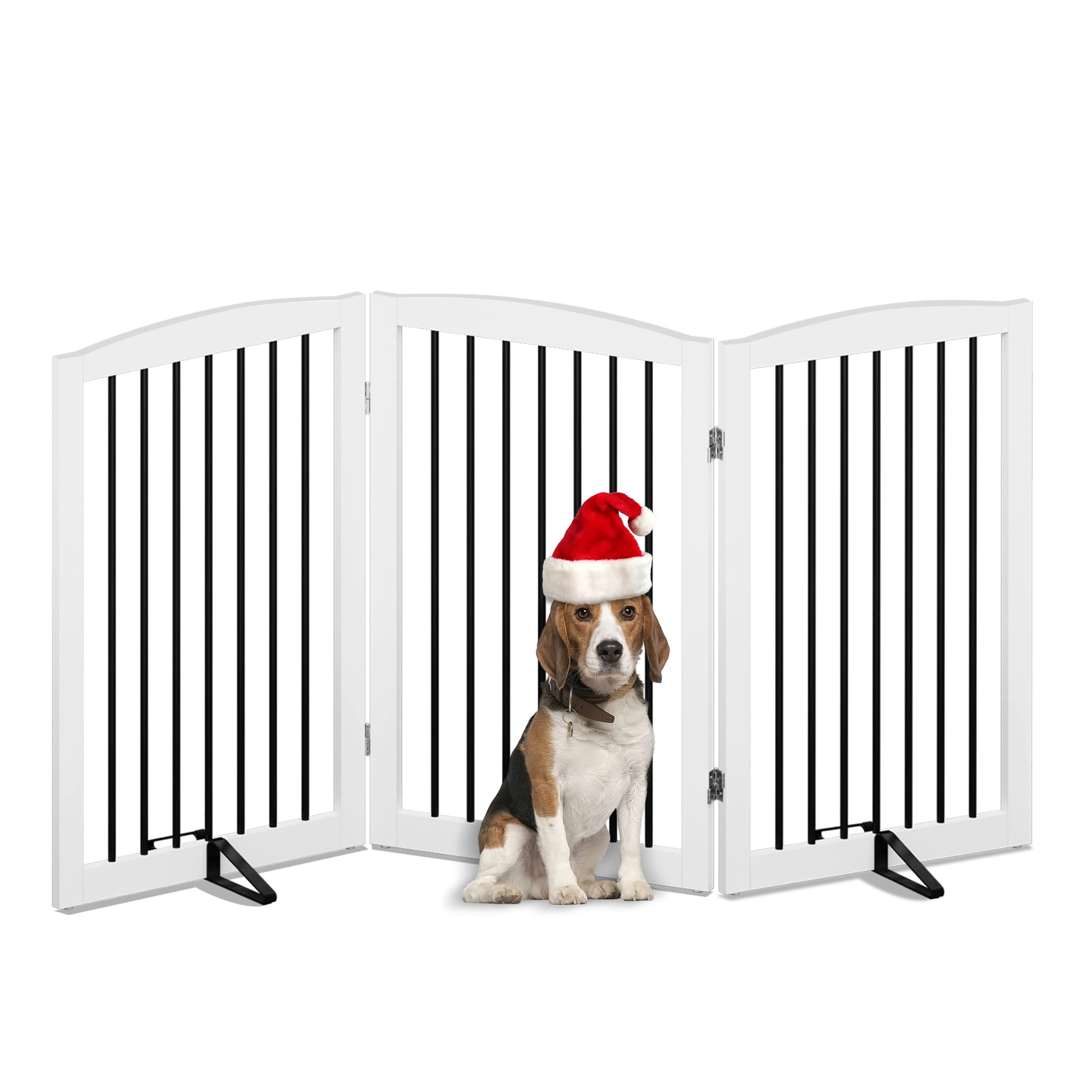 PUPETPO Freestanding Pet Gate for Dogs, Foldable Wooden Dog Gate for ...