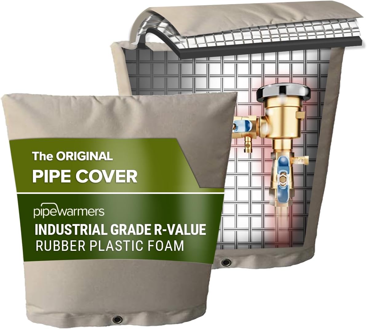 Backflow Preventer Insulated Cover (5˚F) Thick 6-Layer Fabric Pipe Insulation Cover (UV Coated ...