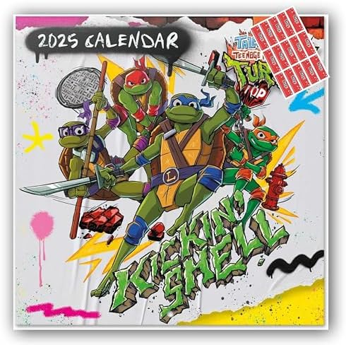 Teenage Mutant Ninja Turtles Calendar 2025 Square Wall Hanging Calendar with FREE Organising ...