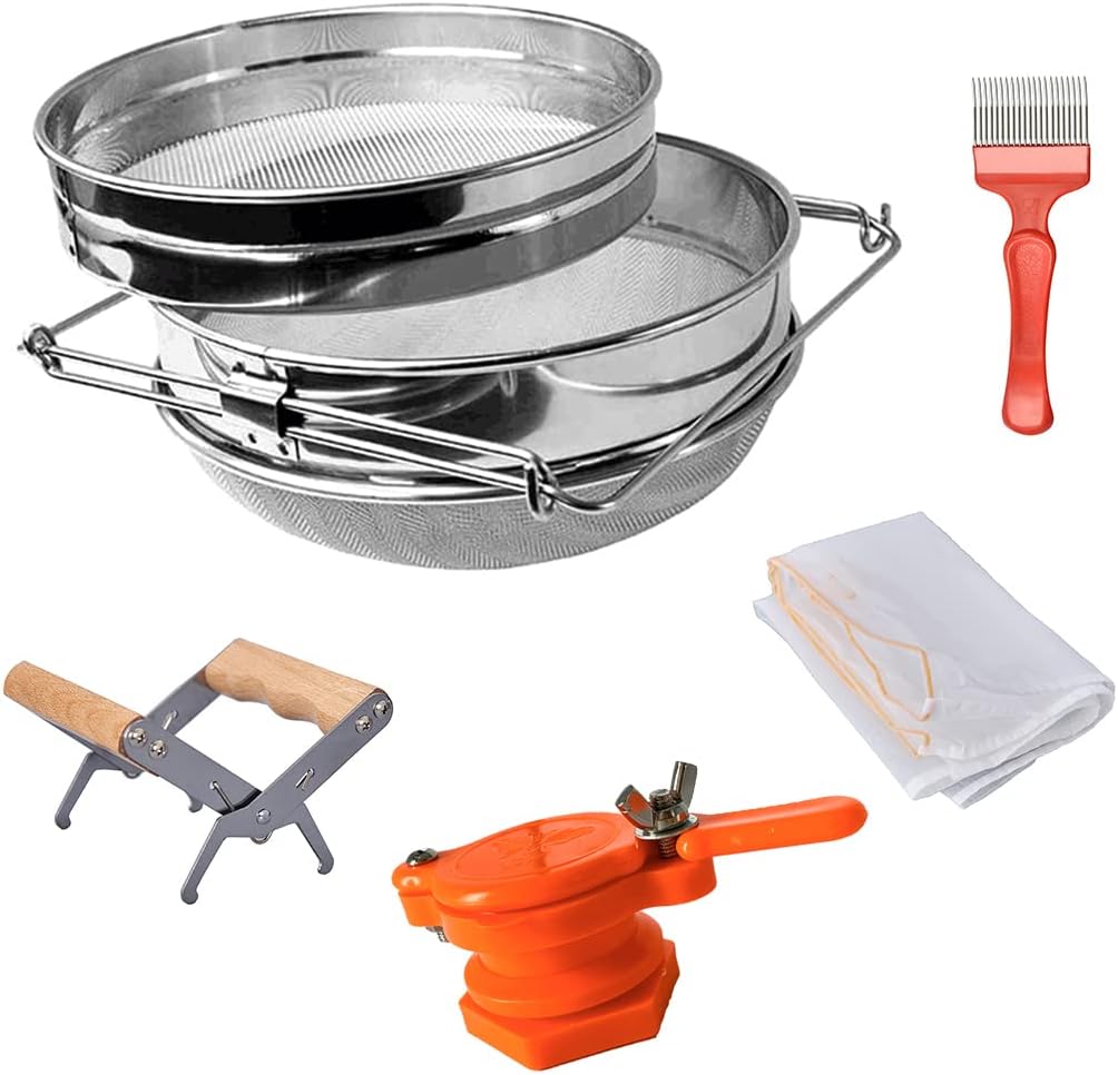 Amazon.com : Honey Harvesting Kit Set of 5, Double Sieve Honey Strainer ...