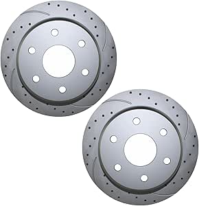 Amazon.com: Bison Performance Pair Set of 2 Rear Drilled Slotted Coated 330mm Vented 6 Lugs ...