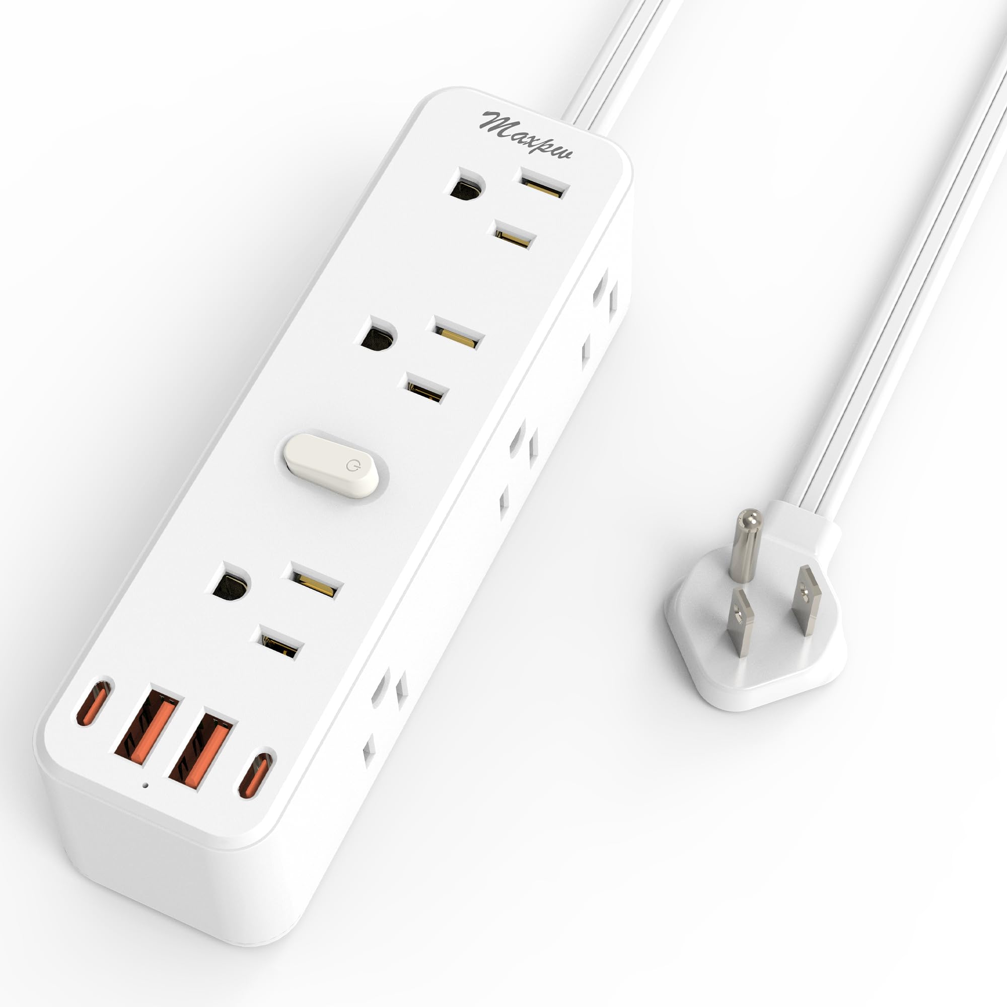 Amazon.com: 6 FT Flat Plug Extension Cord Surge Protector, Power Strip with 9 Outlets Extender ...