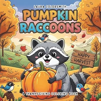 Pumpkin Raccoons - A Thanksgiving Coloring Book: Fun and Easy Autumn ...