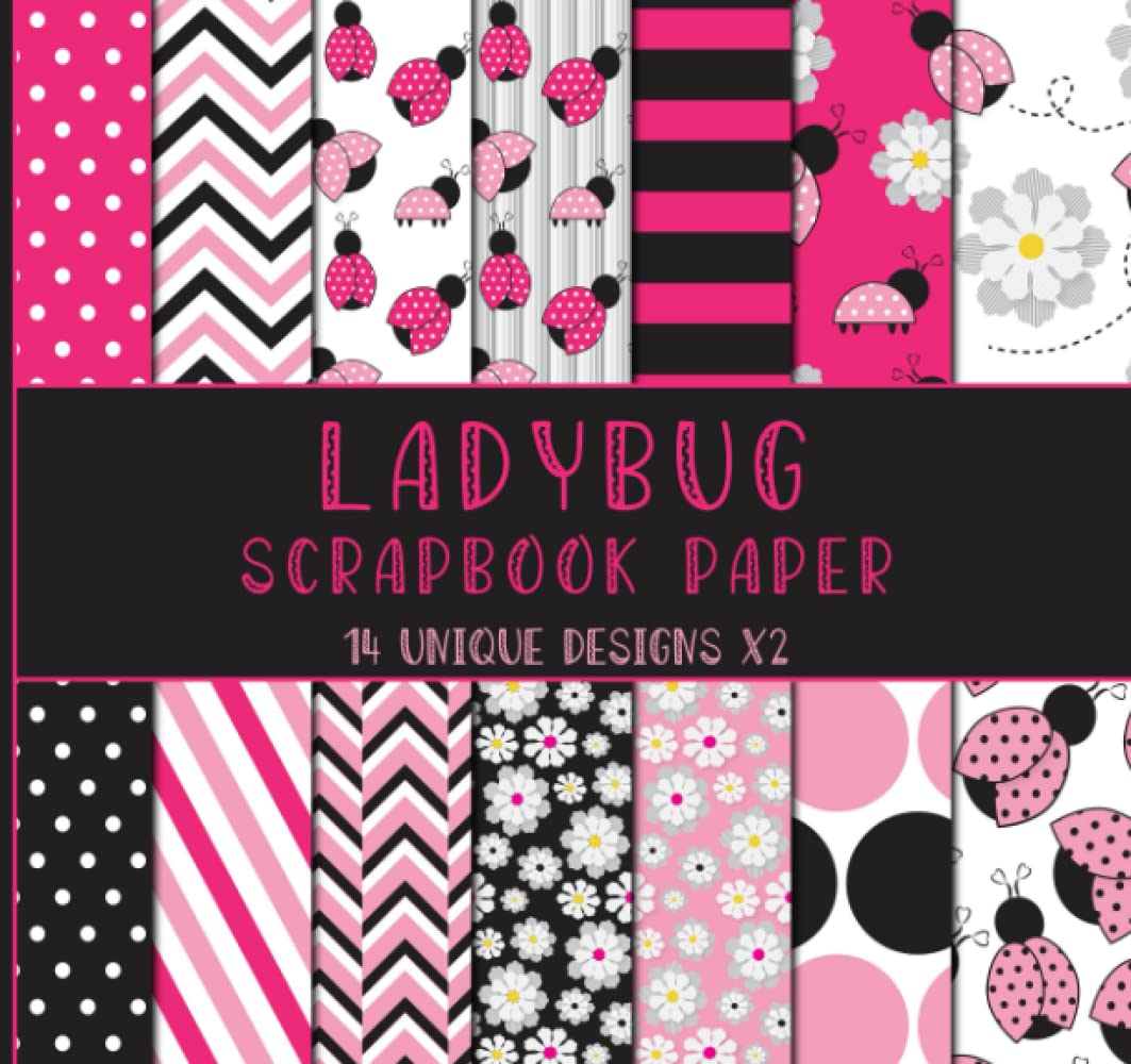 Scrapbook Paper: Pink Ladybug Patterns, Including Polka Dot, Daisy ...