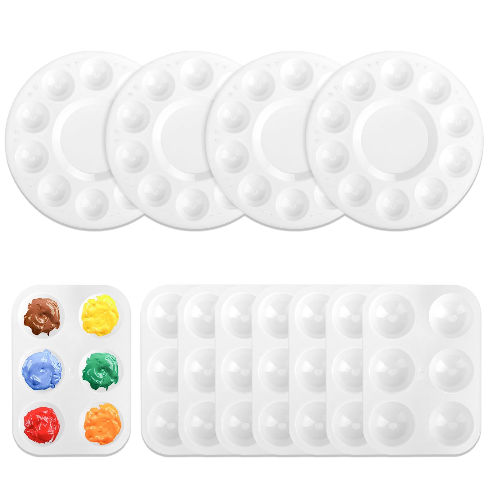 12 PCS Paint Palette, Acrylic Paint Palette Watercolor Palette, Plastic ...
