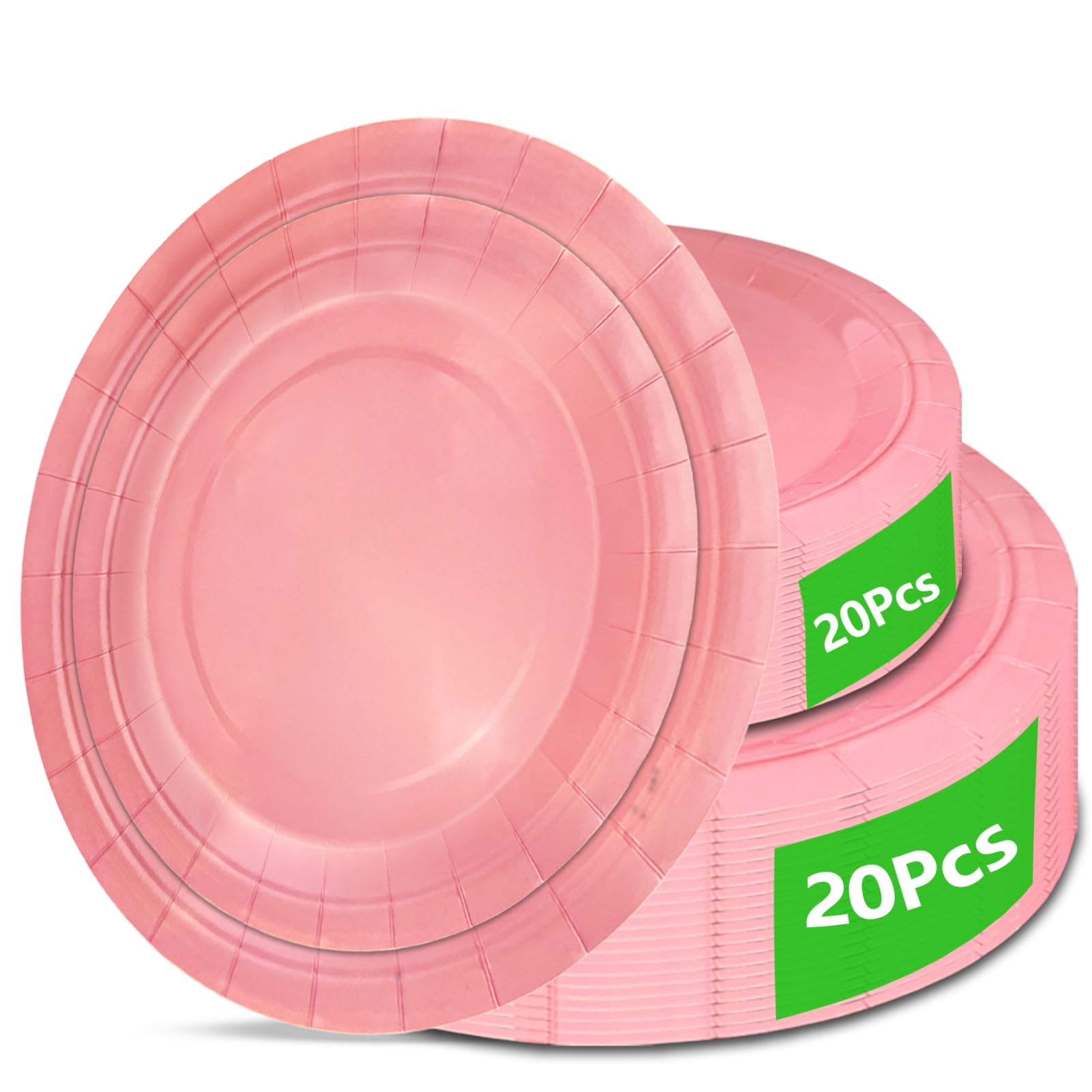 Amazon.com: 40Pcs Disposable Paper Plates Pink,Including 20pcs 9" and ...