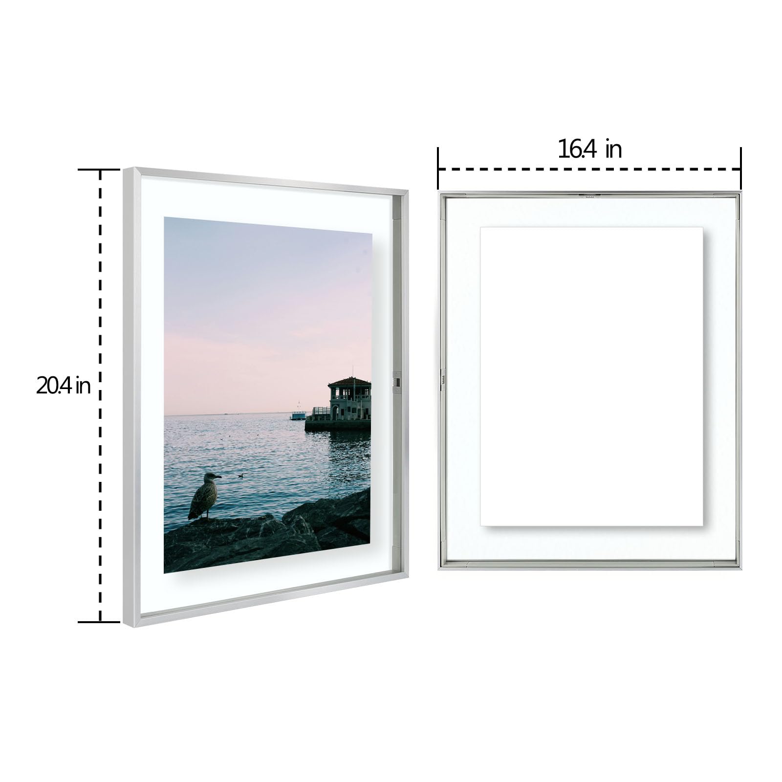 Snapklik.com : 16x20 Floating Frame, Silver Aluminum Picture Frame ...