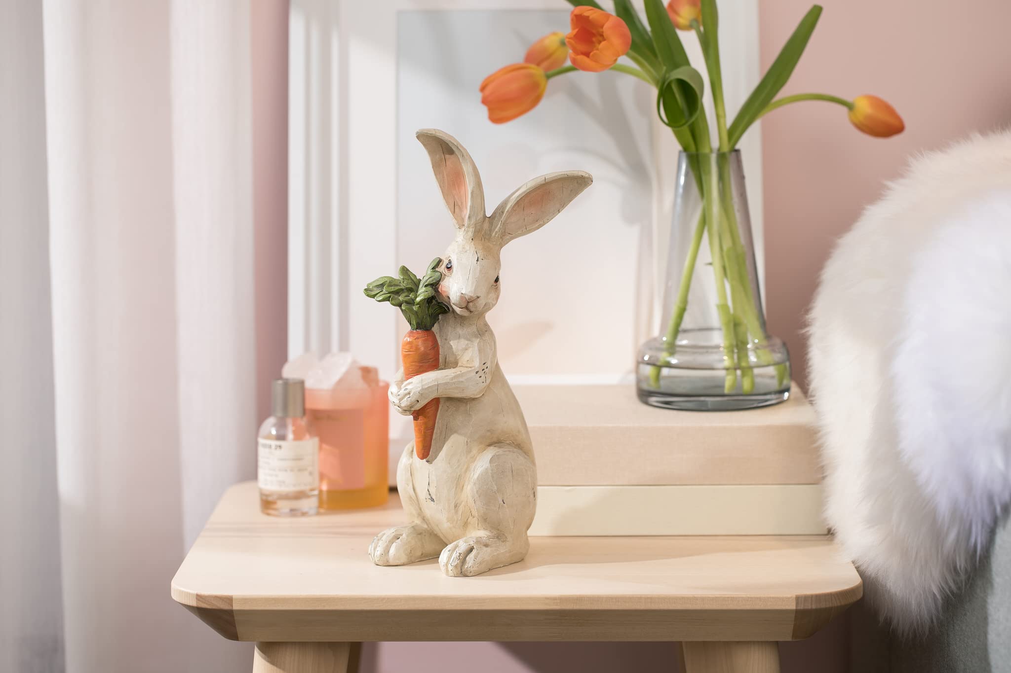 Tall rabbit figurines maid and poet colorful decorative collectible ...