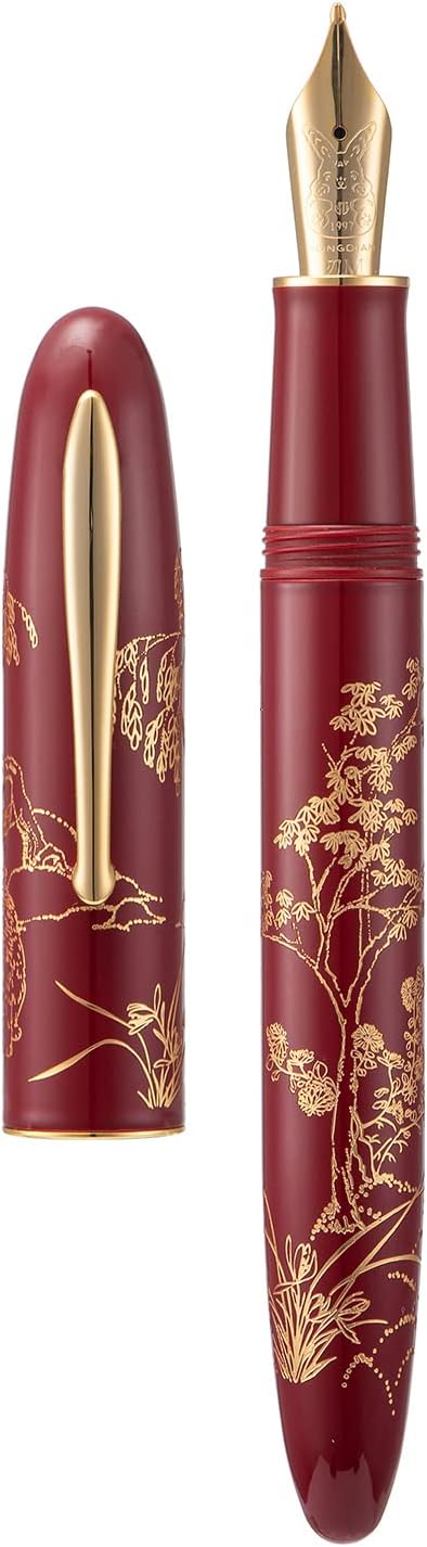 Amazon.com : Gullor Golden Dragon Red Crystal Eyes Fountain Pen with ...