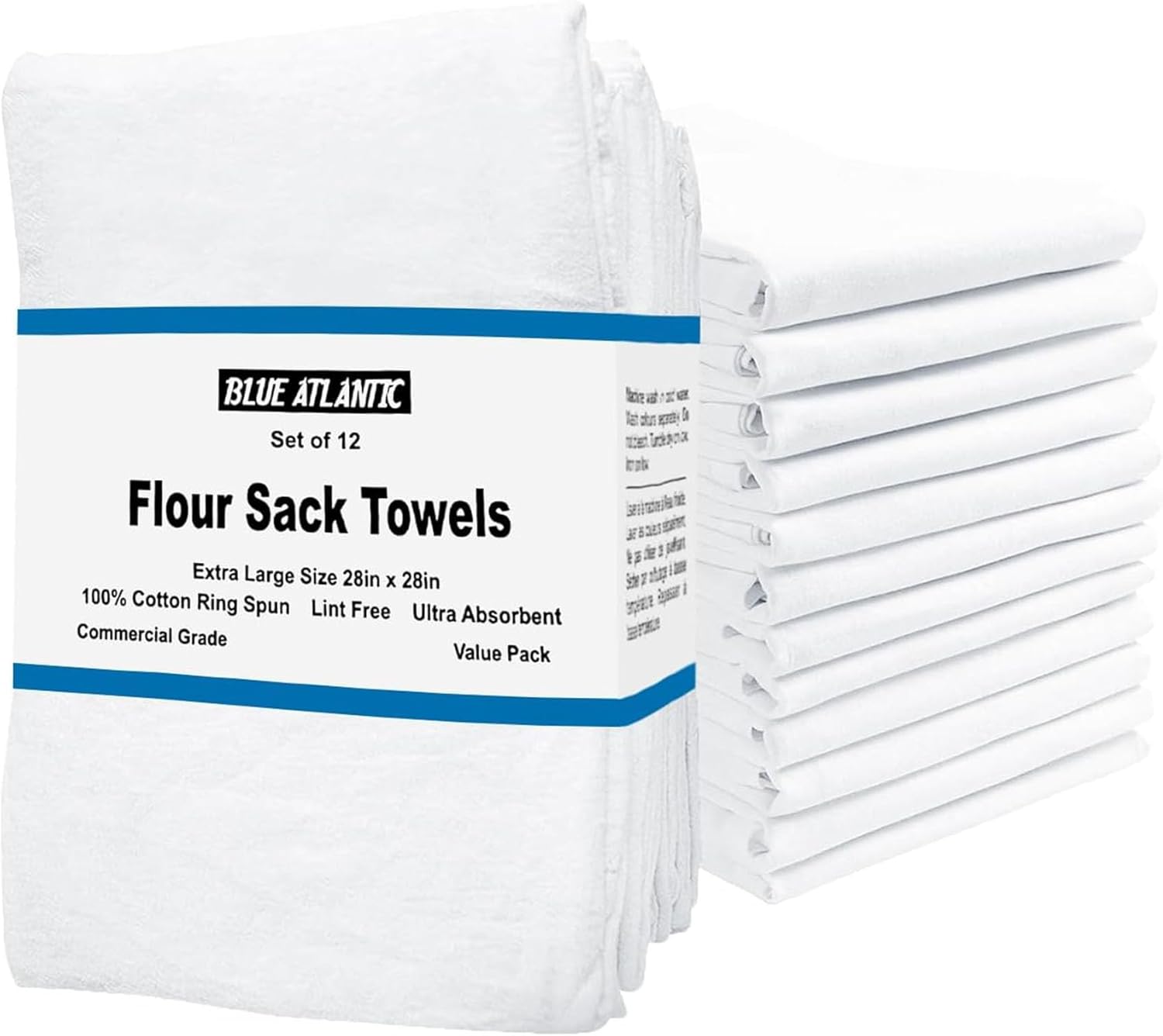 Amazon.com: Blue Atlantic 12 Pack White Flour Sack Dish Towels for ...