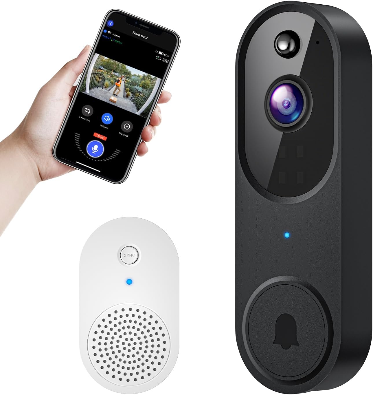 Amazon.com: Video Doorbell Camera Wireless, 2K Smart Doorbell with ...