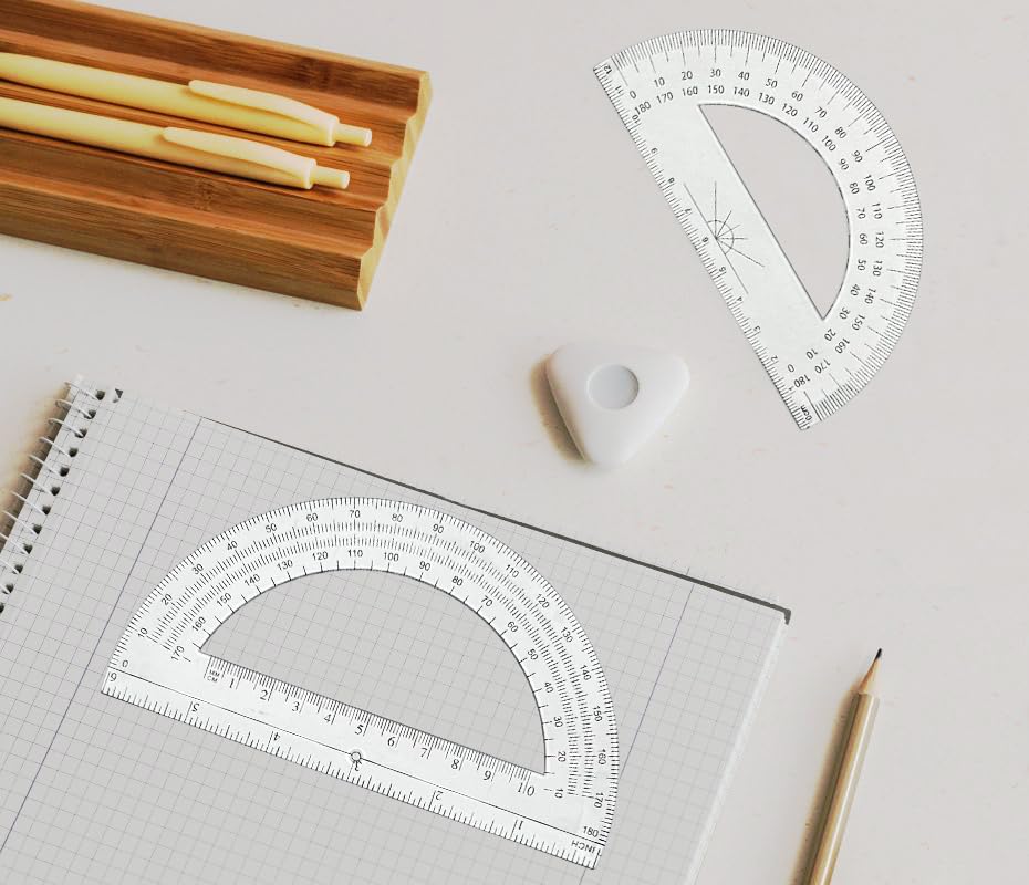 Snapklik.com : Zotemo Plastic Protractor, 6 Inch And 4.7 Inch Clear ...