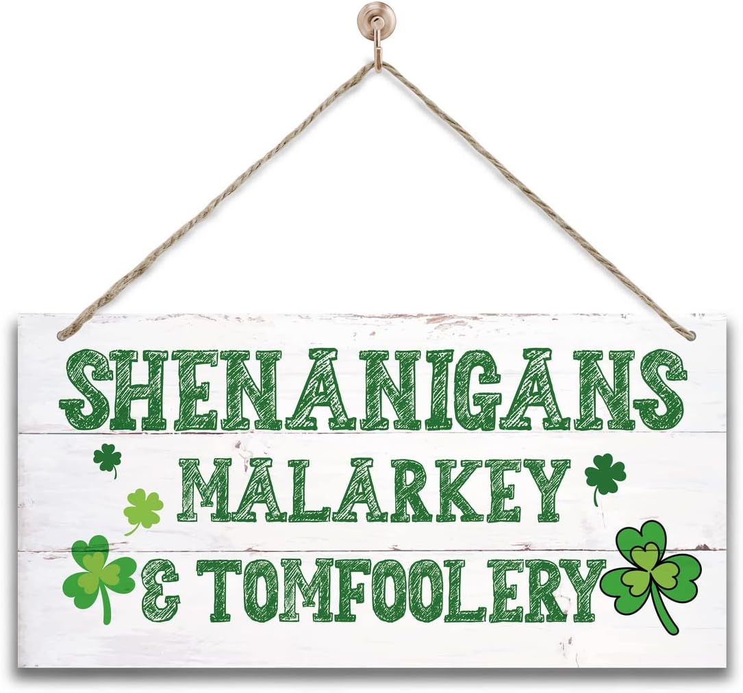 Amazon.com: Funny St Patricks Day Wood Decor, Shenanigans Malarkey ...