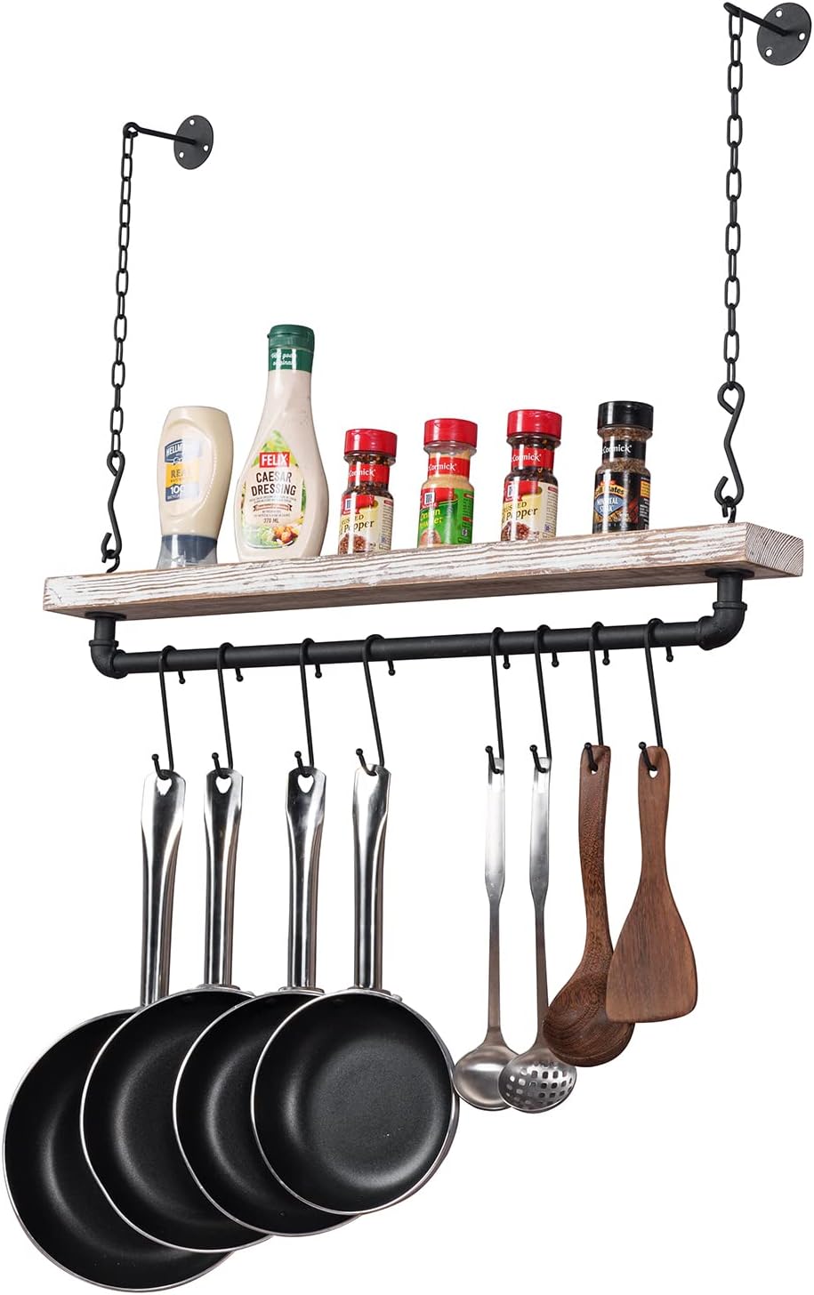 Amazon.com: MyGift Ceiling or Wall Mounted Pot Rack with Rustic Brown ...