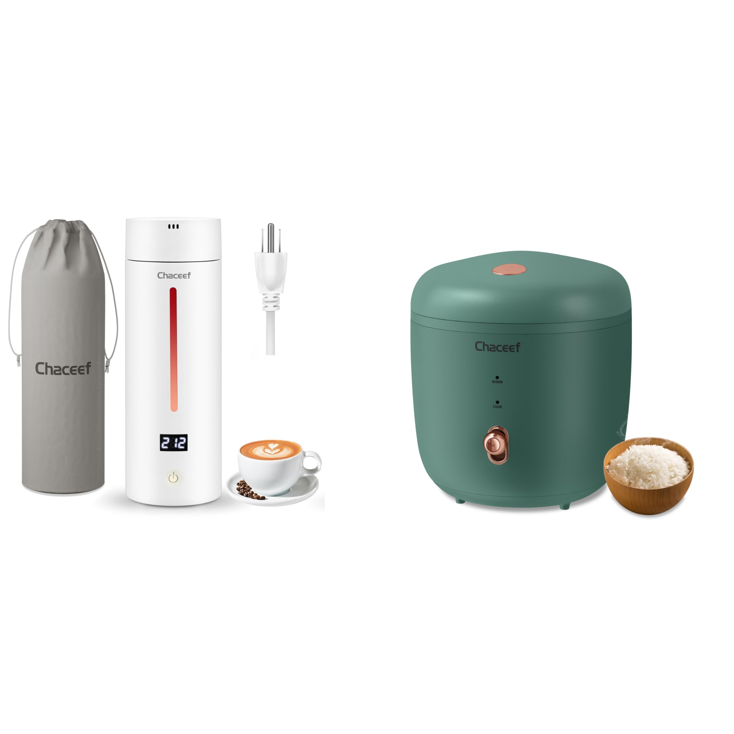 Amazon.com: CHACEEF 1.2L Mini Rice Cooker & 350ml Travel Electric ...