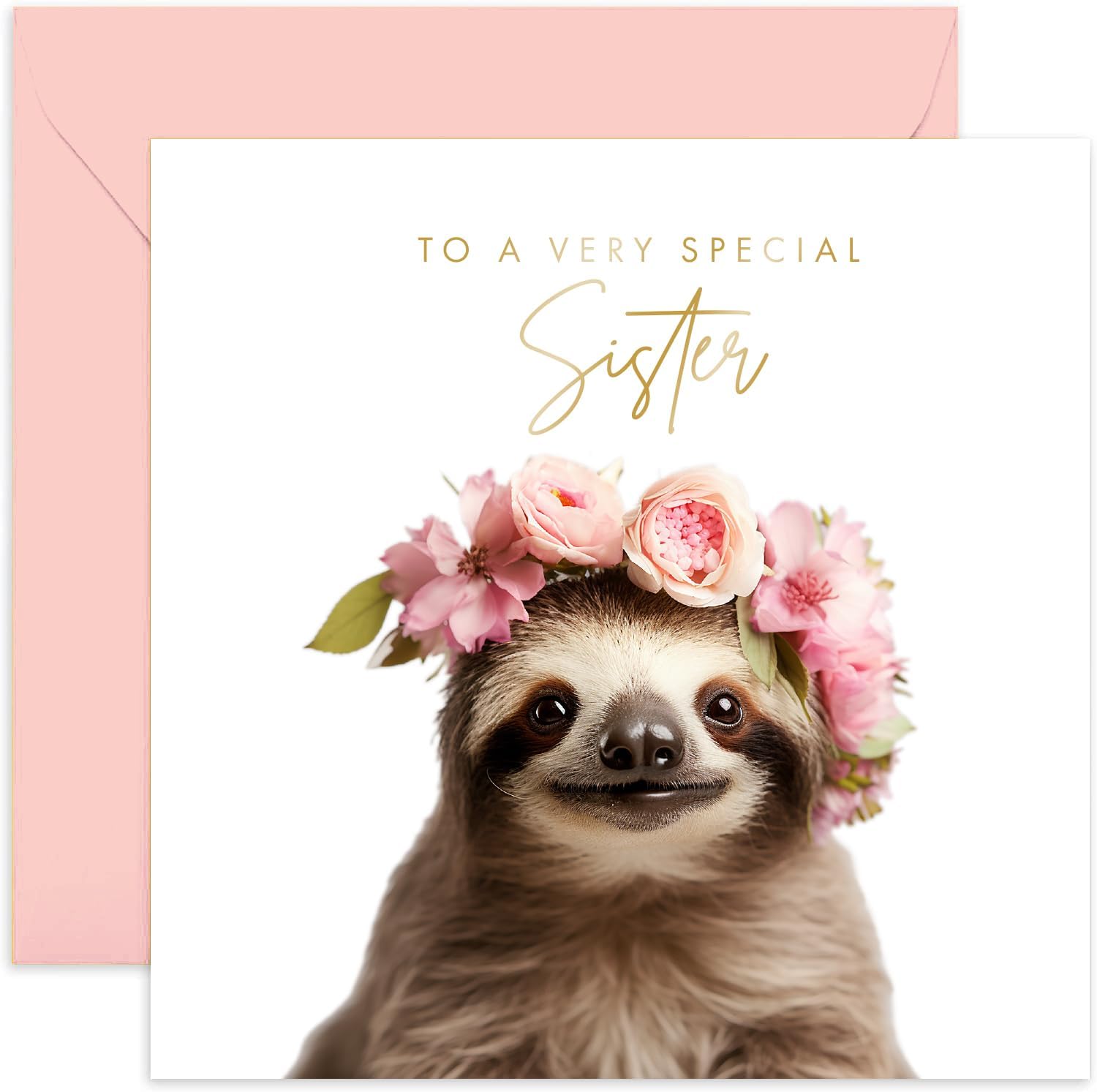 Old English Co. Sloth Very Special Sister Card - Sloth Floral Cute ...