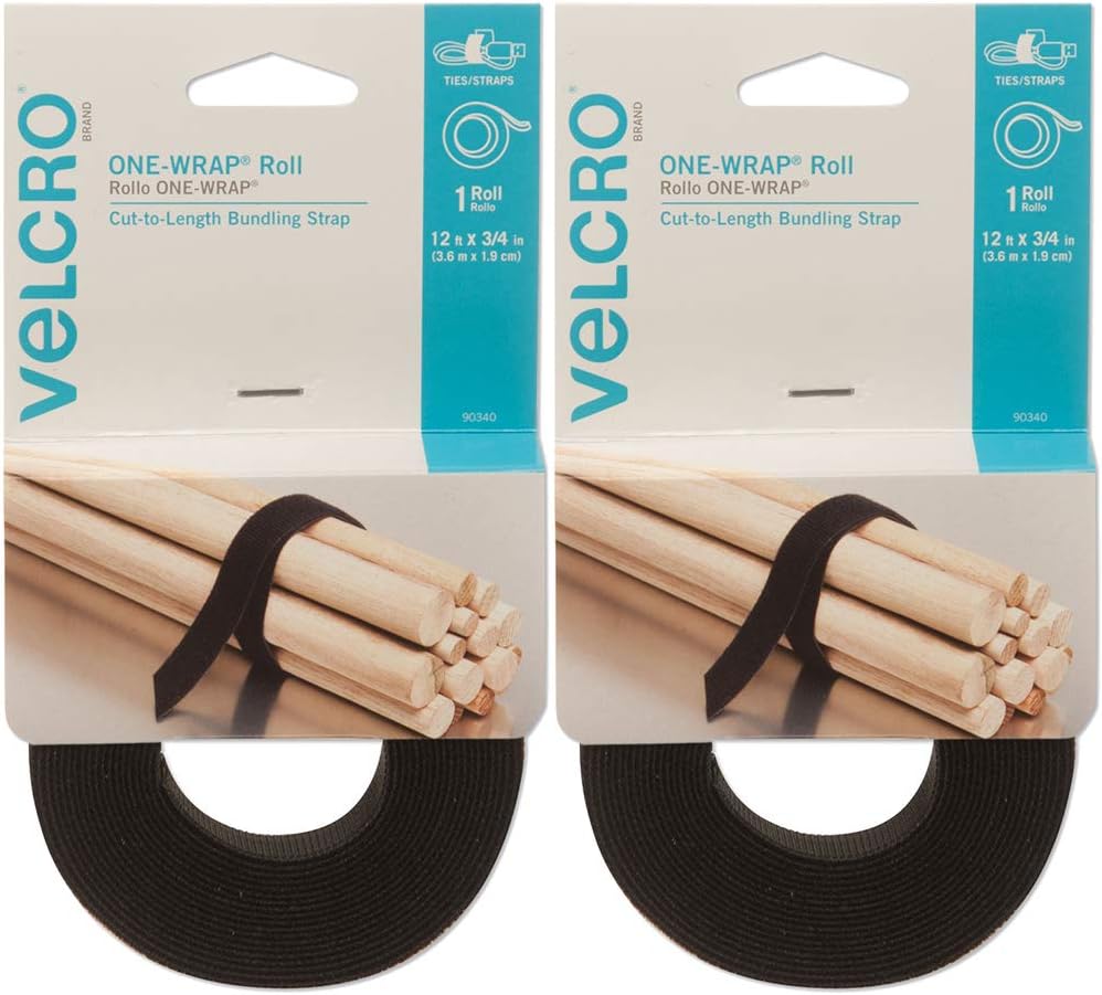 Amazon.com: Velcro 90340 2 Pack 12ft. x 3/4in. One Wrap Rolls, Black ...