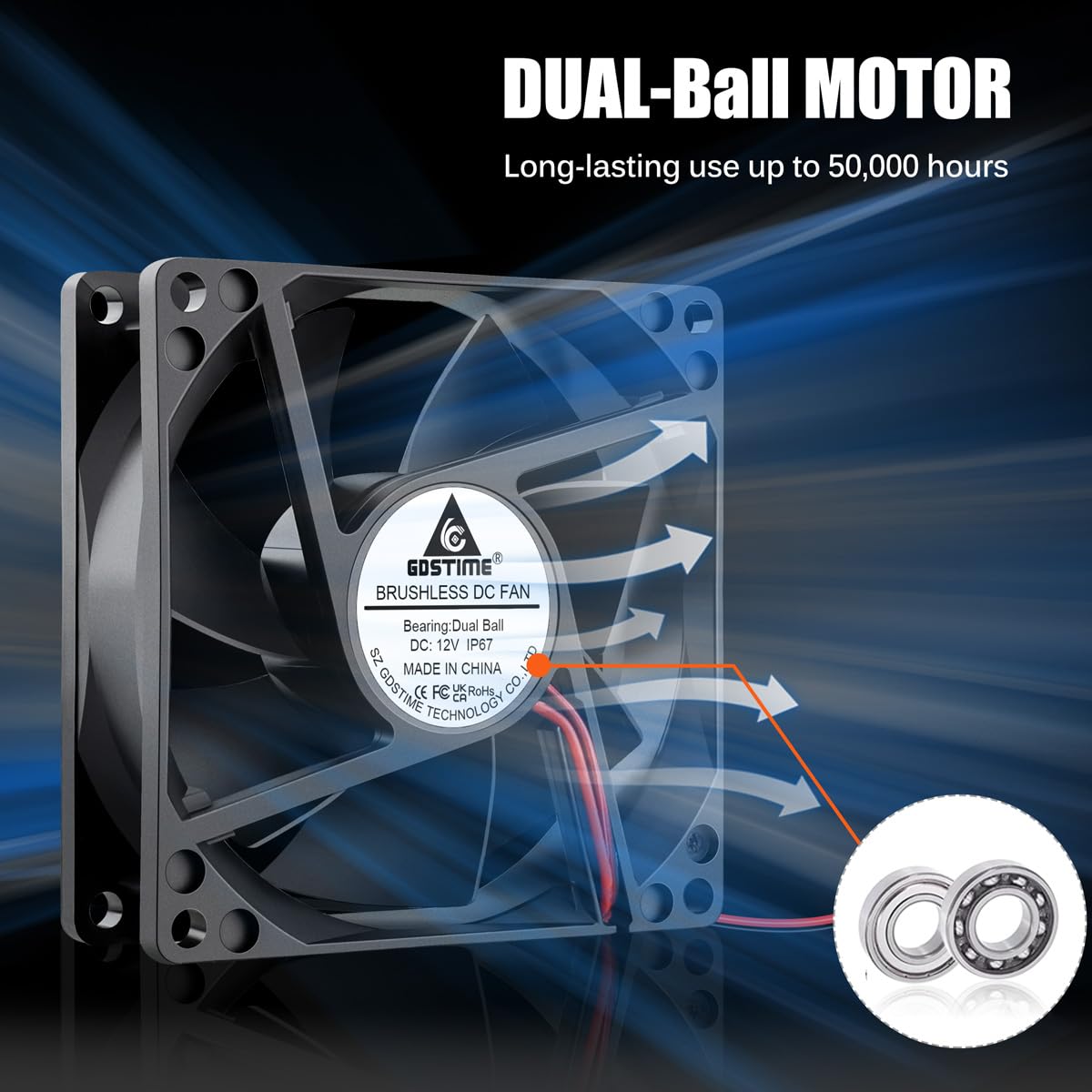 Snapklik.com : 80mm X 25mm 12V DC Waterproof IP67 Fan Dual Ball Bearing ...