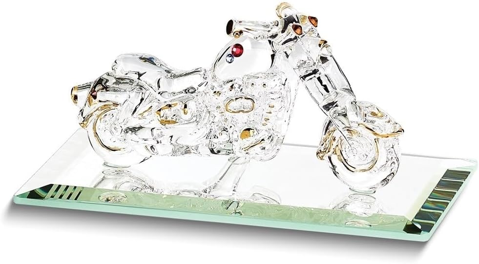 Amazon.com: with Crystal Accents Handcrafted Glass Motorcycle Figurine ...