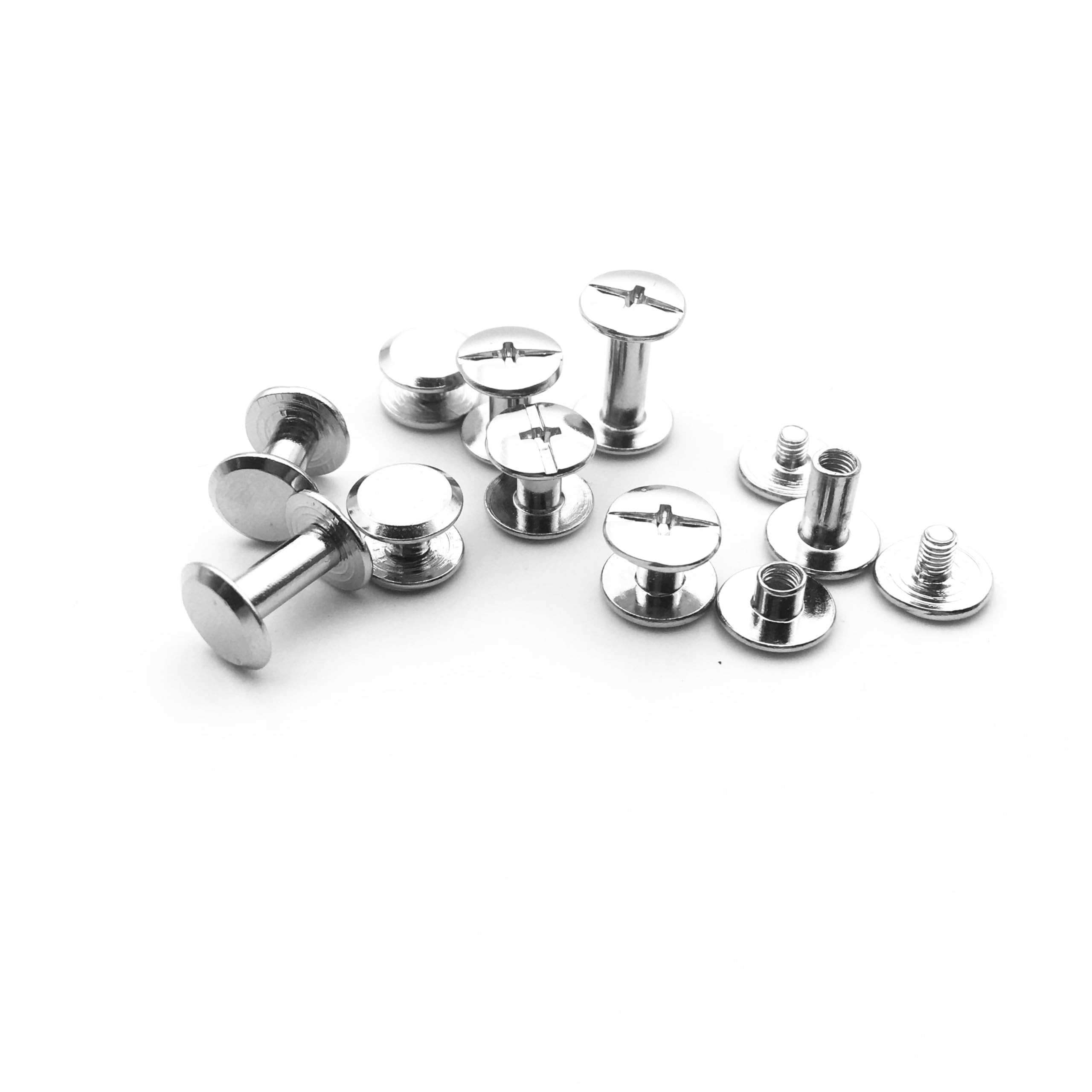 Julyun 50 Sets Metal Snap Rivets Chicago Screw 6MM Length, Slotted ...