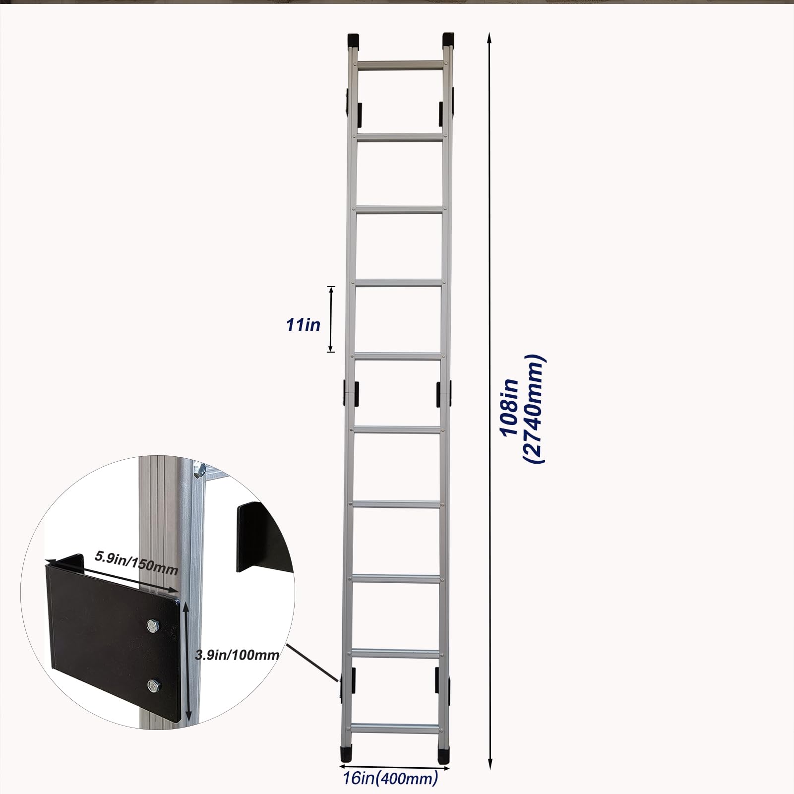 Snapklik.com : BIGalleons Basement Ladder 10 Rung, 9ft H Aluminum ...