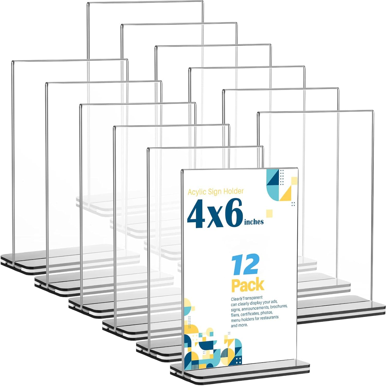 Acrylic Sign Holder A6, Clear Table Sign Holder Double Sided T Shape ...