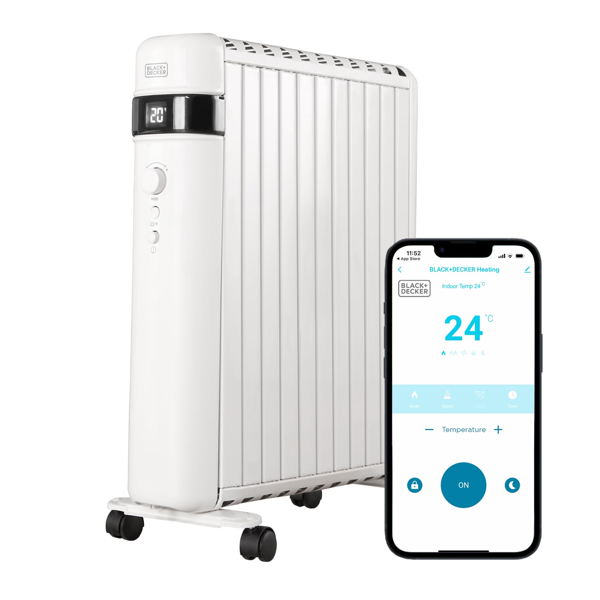 BLACK+DECKER BXRA43017GB 2.5KW Smart Digital Oil Free Radiator, 3 Heat ...