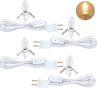 Set of 4 Accessory Light Cord with Single LED Bulb, 6FT Blow Mold ...